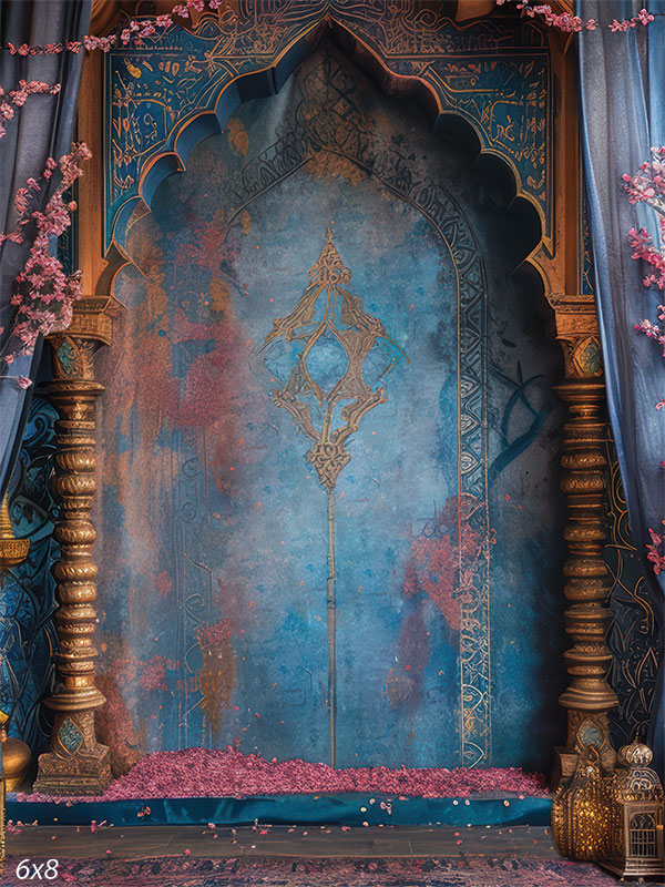 Arabian Nights Royal Blue and Gold Arch Backdrop - Denny Manufacturing