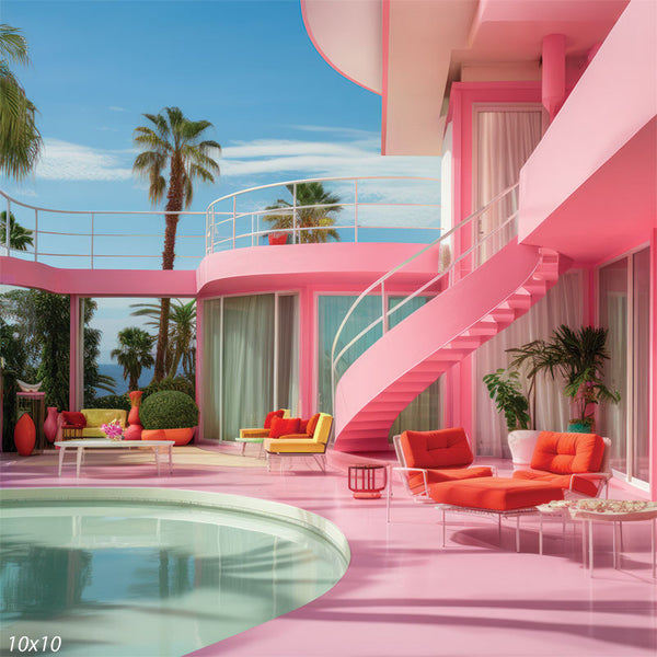 Barbie's Dream Poolside Photography Backdrop - Denny Manufacturing