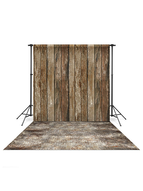 Reclaimed Wood Backdrop and Textured Metal Floor Drop Bundle - Denny Mfg