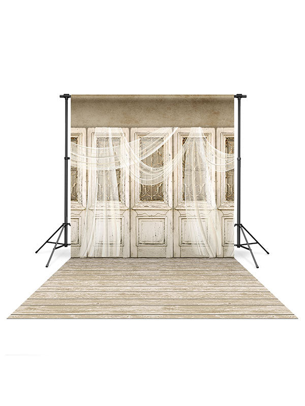 Ivory Doors Backdrop and Cream Universal Wood Floor Drop Bundle - Denny ...