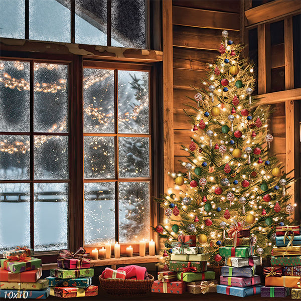 Christmas Rustic Cabin Backdrop - Denny Manufacturing