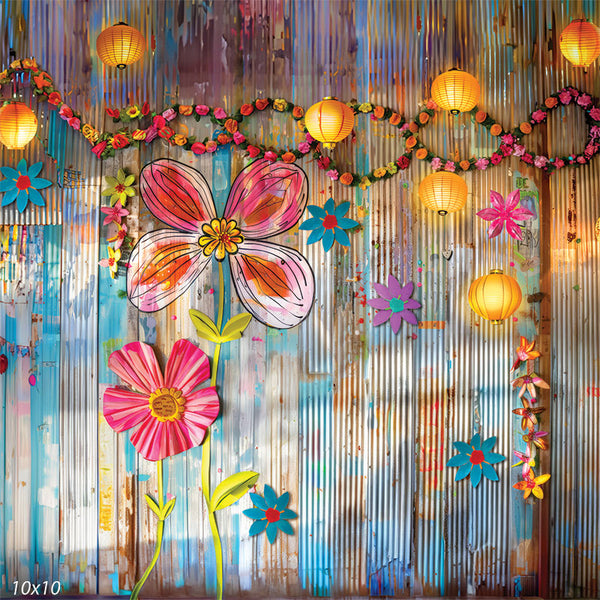 Tin Flowers Wall Photography Backdrop - Denny Manufacturing