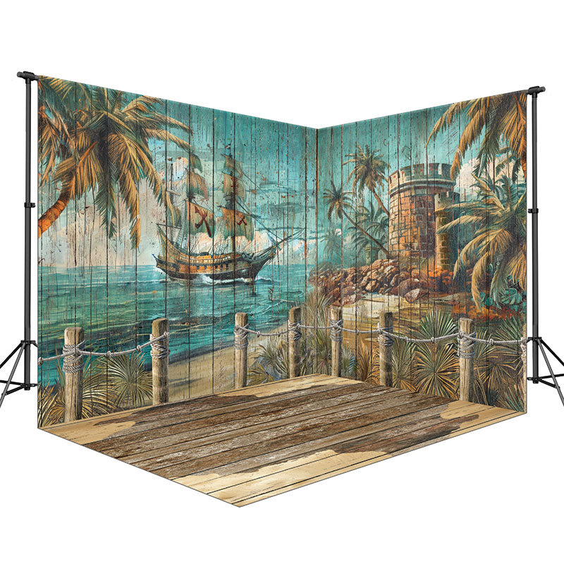 Pirate Ship Vintage and Pirate Fort Corner Set - Denny Mfg