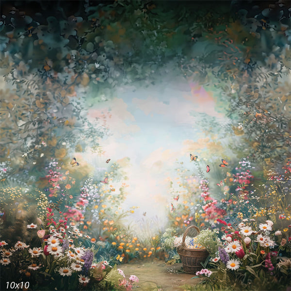 Hazy Meadow Spring Floral Easter Backdrop - Denny Manufacturing