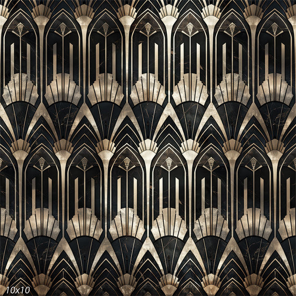 Great Gatsby Art Deco Silver and Black Prom Backdrop - Denny Mfg