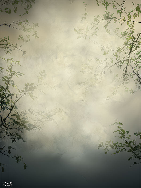 Green Gray Branches Misty Nature Photography Backdrop - Denny Manufacturing