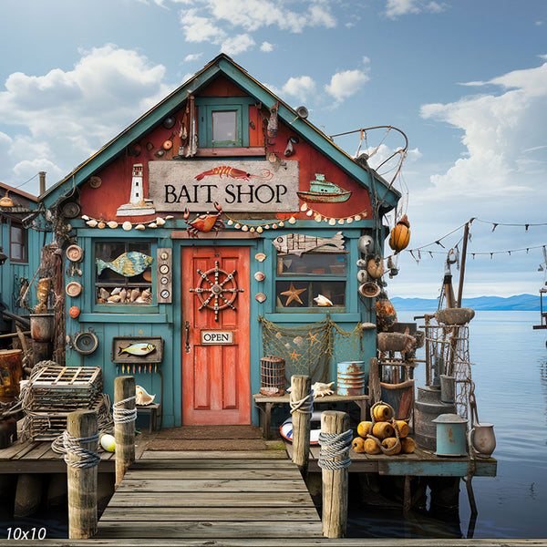 Coastal Bait Shop Photography Backdrop - Denny Mfg