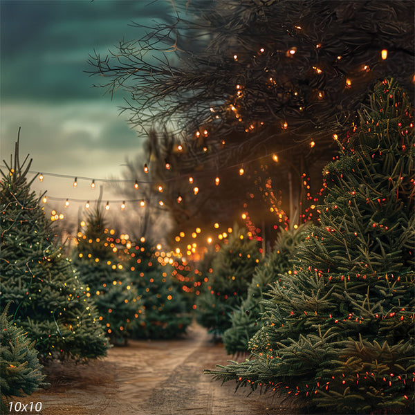 Enchanting Outdoor Christmas Tree Pathway Backdrop - Denny Mfg