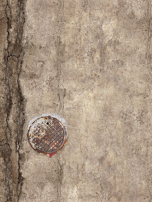 Brick Warehouse Window Backdrop and Man Hole Cover Floor Drop Bundle ...