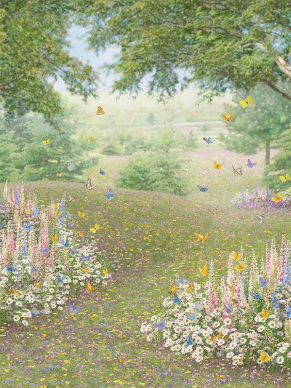 Butterfly Meadow Floral Scene Photography Backdrop - Denny Mfg