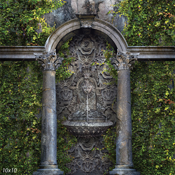 Garden Fountain Printed Backdrop - Denny Mfg