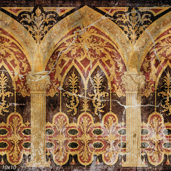Fresco Arches Gold Red Background - Denny Mfg