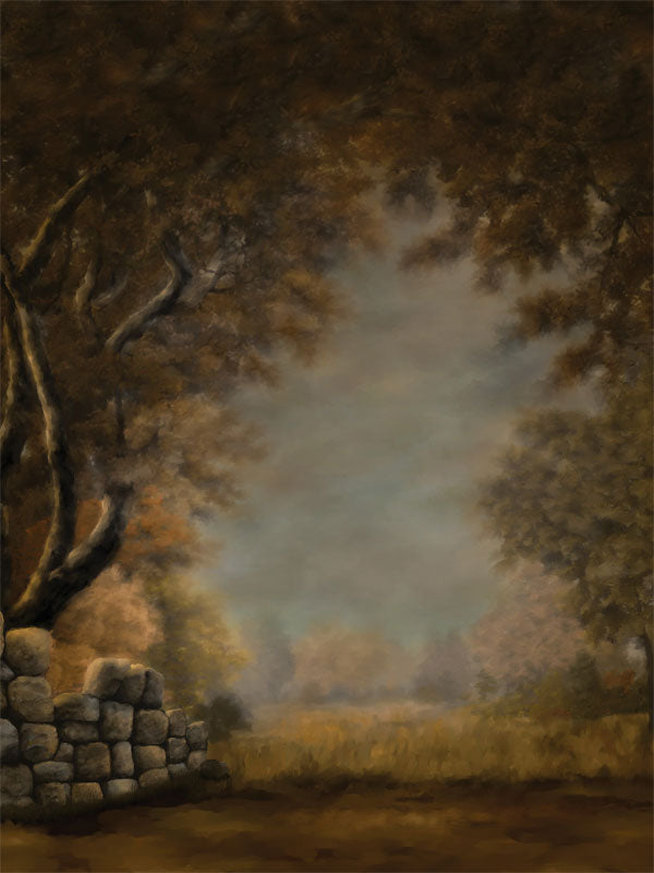Mending Wall Autumn Landscape Backdrop - Denny Manufacturing