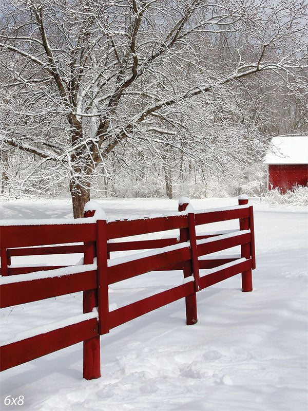 Red Snowy Fence Backdrop - Denny Manufacturing