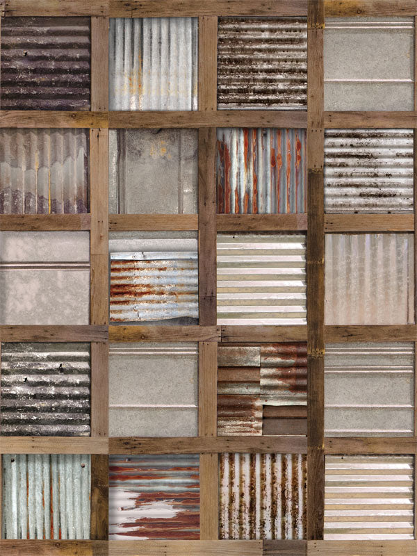Rustic Photography Backdrop-Metal Squares - Denny Manufacturing