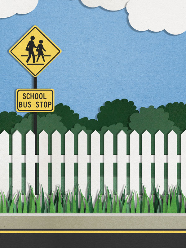 School Bus Stop Photography Backdrop - Denny Manufacturing
