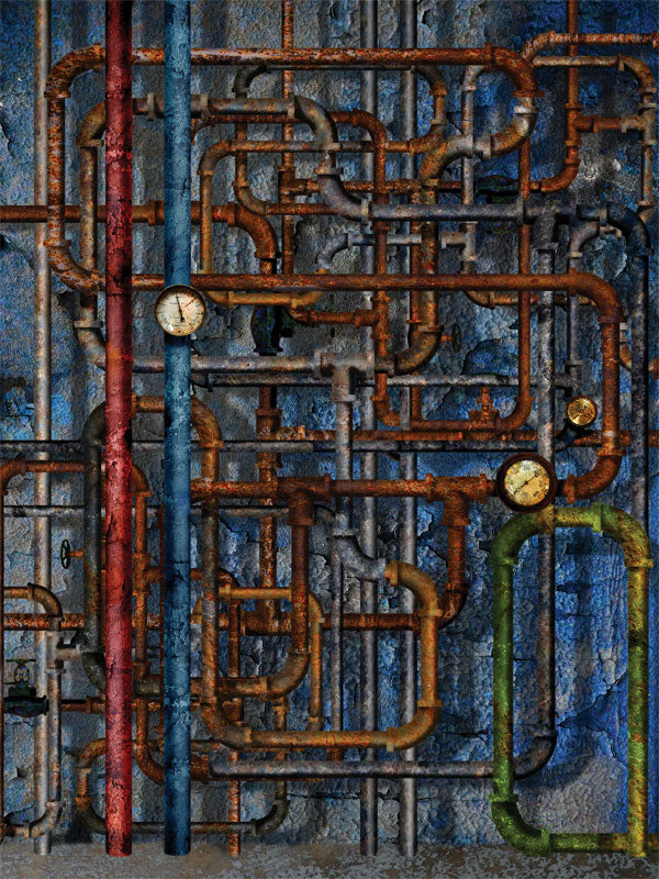 Piped Industrial Photography Backdrop – Rusted Grunge Studio Look ...
